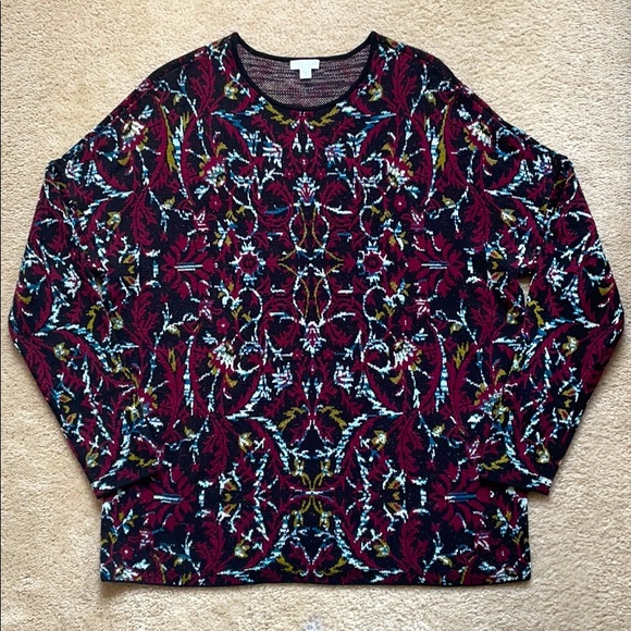 J. Jill | Sweaters | Jjill Red Black Patterned Sweater | Poshmark